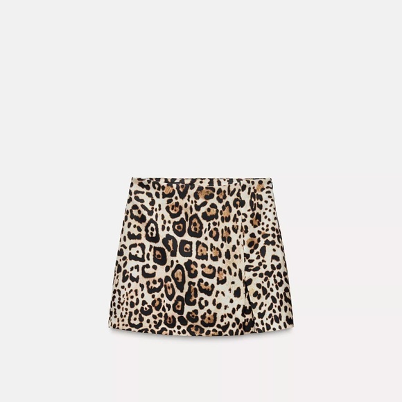 Zara | Shorts | Zara Leopard Print Skort Black And Brown | Poshmark